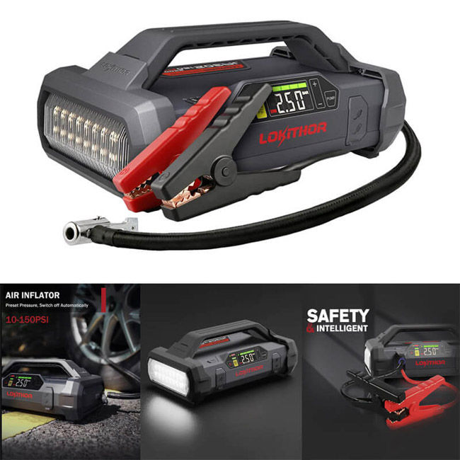 Lokithor JA301 2000A Lithium Jump Starter with 150PSI Air Compressor