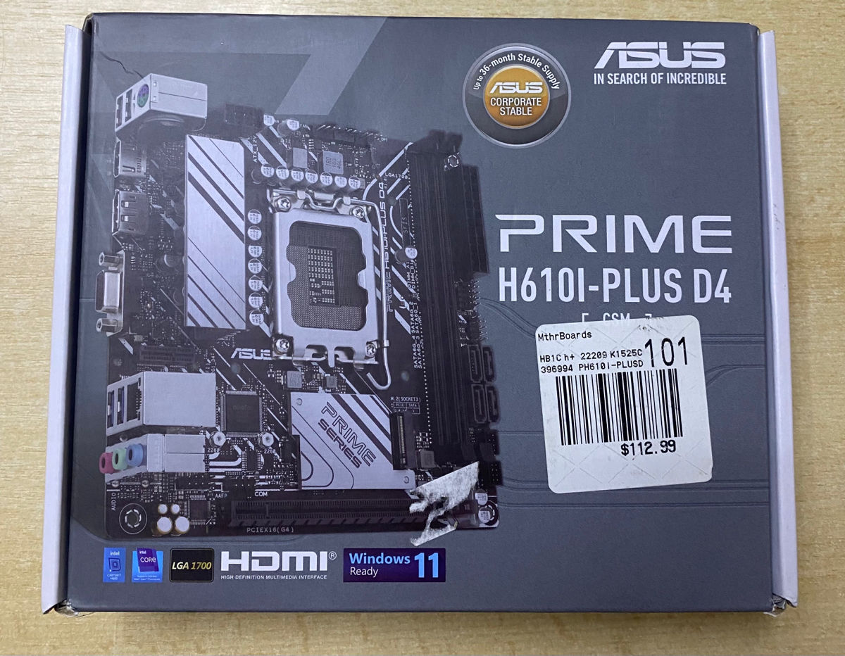 Asus PRIME H610I-PLUS D4 CSM (s1700, Intel H610, PCI-Ex16)