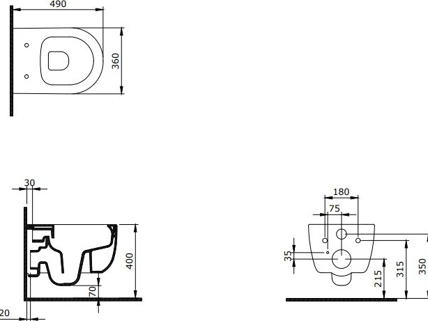Vas Veceu Suspendat V Tondo Wc Compact 49Cm Cu Capac Soft Close