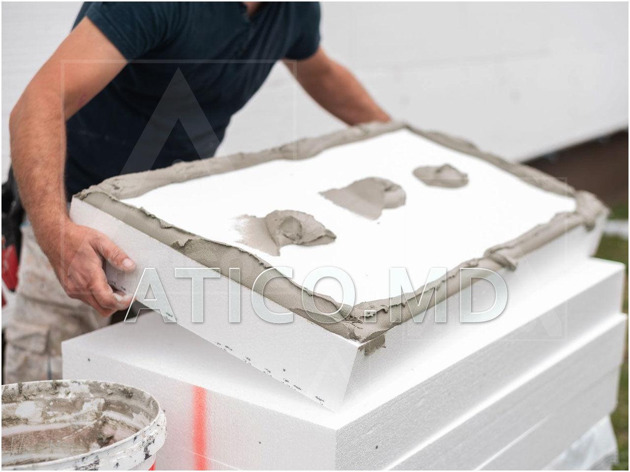 Polistirol si adezivuri pu lipire si finisare. Клей и пенопласт. EPS-80 ...