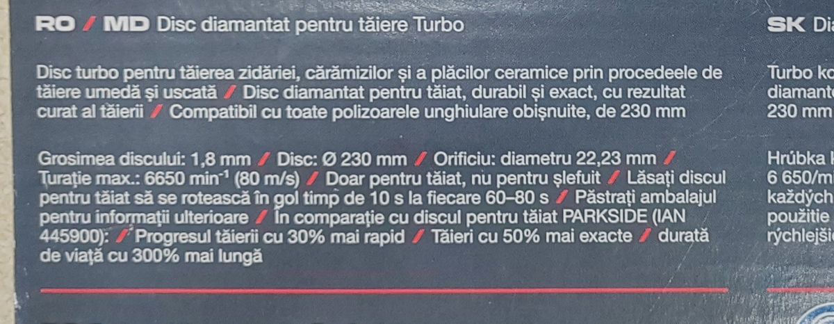 Discuri diamantate Parkside Performance 230mm