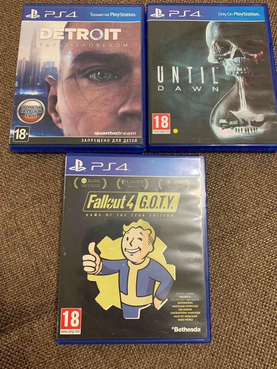 Vand/schimb 3 jocuri PS4/PS5: Detroit, Until Dawn, Fallout 4