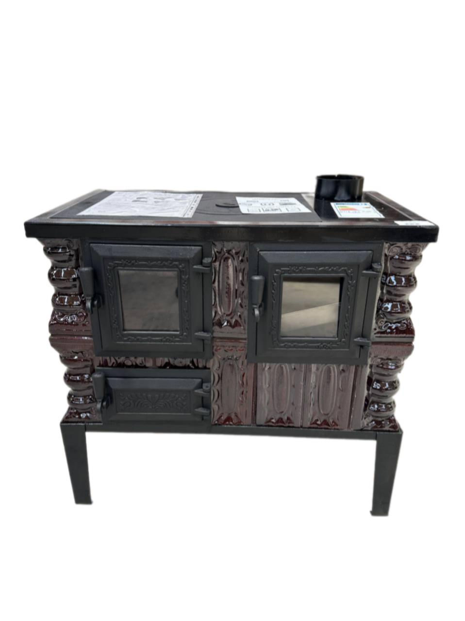 Soba 2 Rinduri cuptor fonta usa sticla maro