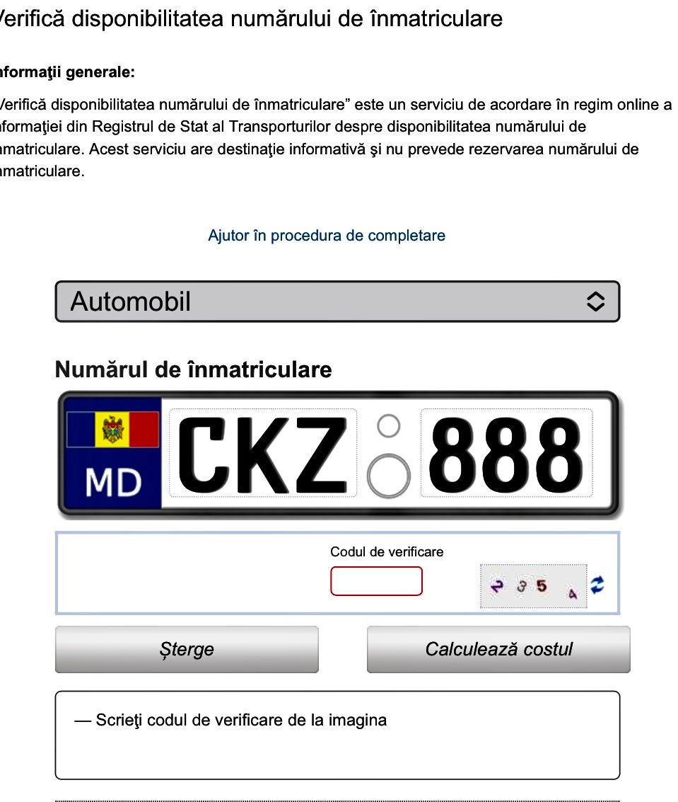 Numar de inmatriculare ckz 888