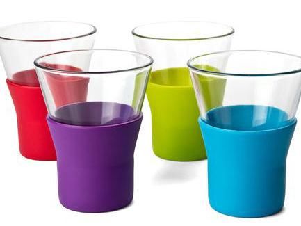 Pahar Din Sticla Pentru Cafea 110Ml Ypsilon, Suport Colorat