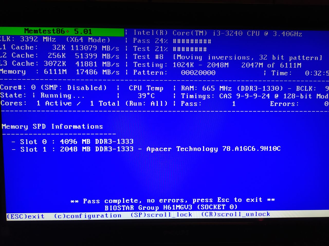 intel Core i3 3240 DDR3 6Gb