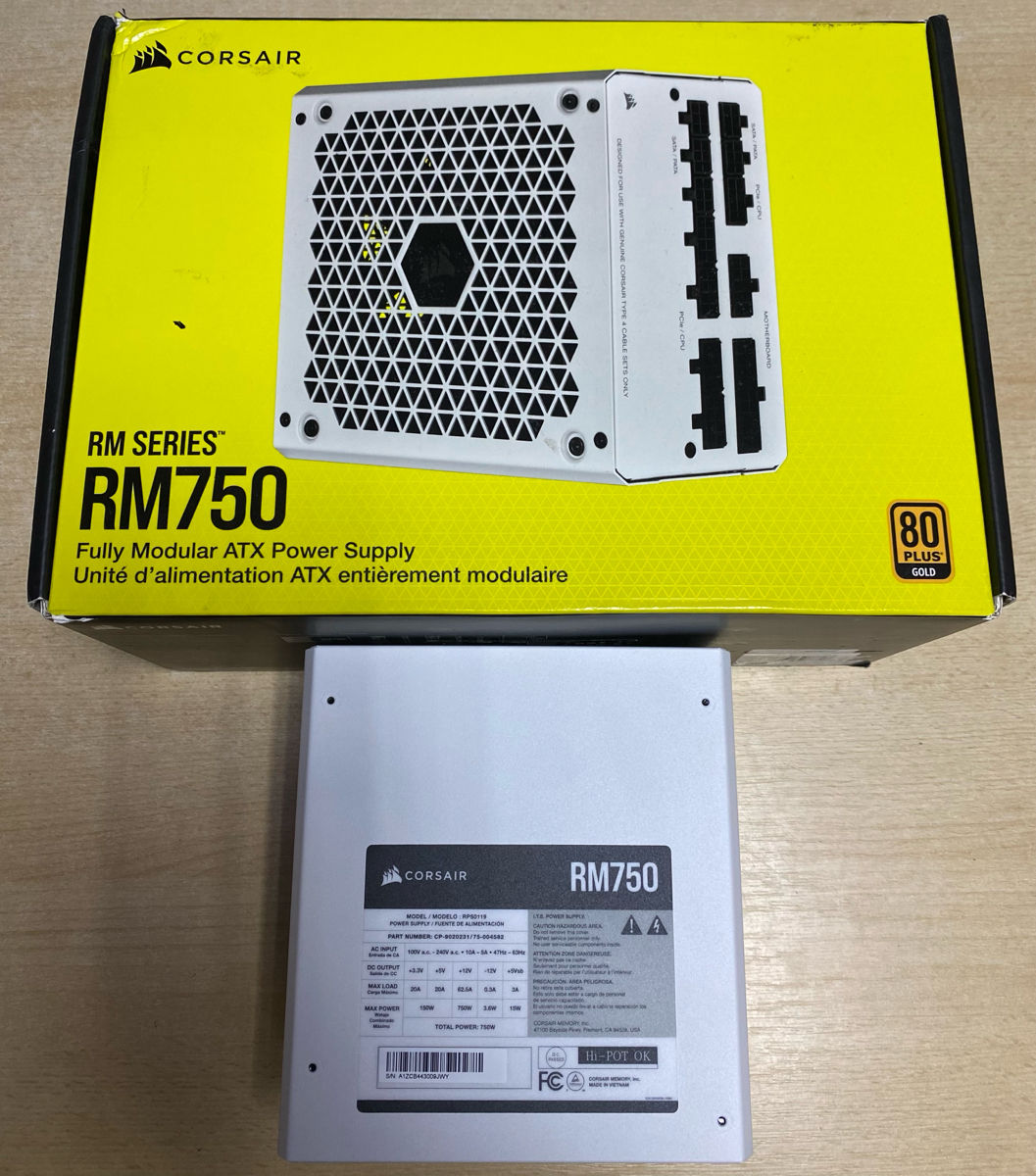 Corsair 750W 80 Plus Gold Fully Modular ATX Power Supply, White ...