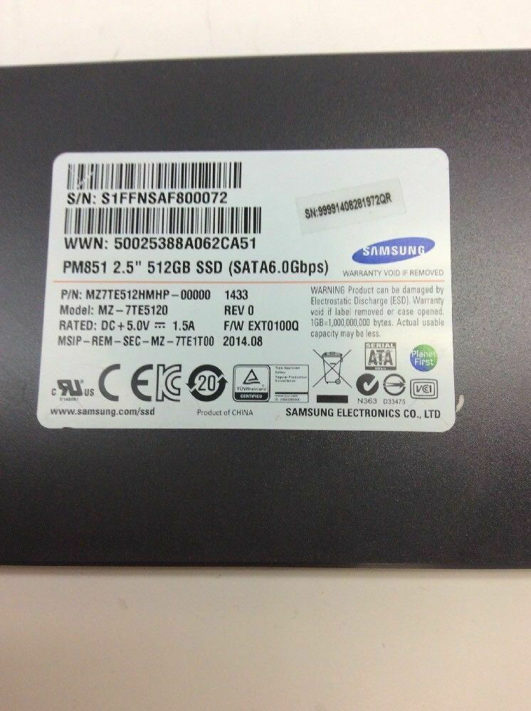 Samsung PM851 - 512GB - MZ7TE512HMHP-00004, MZ-7TE5120 2.5 SSD