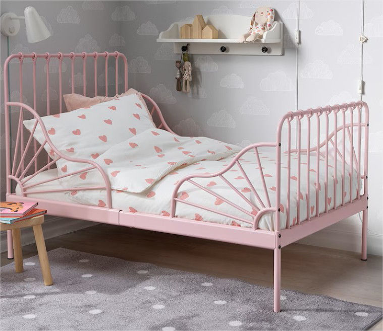 Pat culoare roz + saltea pentru copii