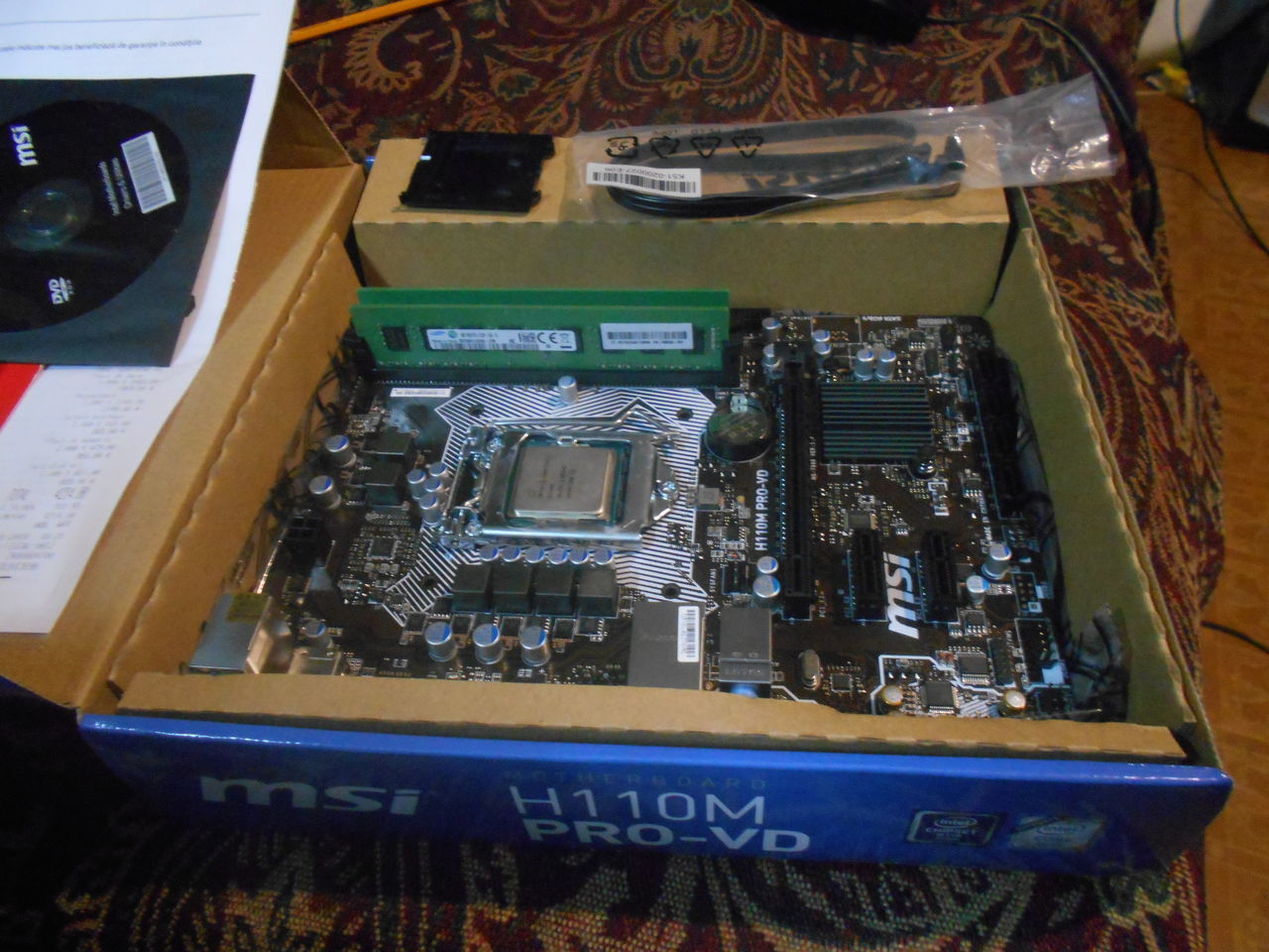 MSI H110M-PRO-VD сокет LGA1151 память ддр-4.помплект процессор+память ...