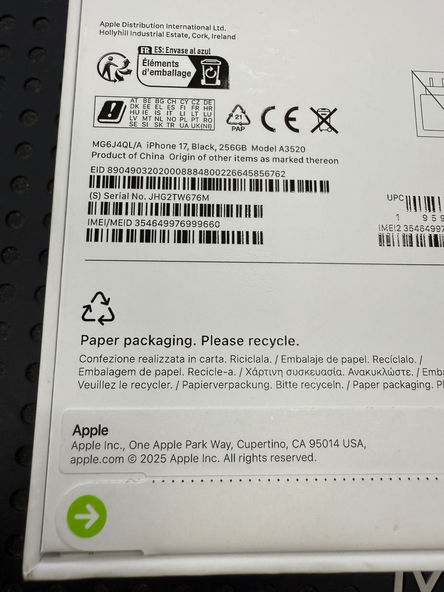 Iphone 17 256gb Sim Fizic Black Sigilat Original Garantie Apple i