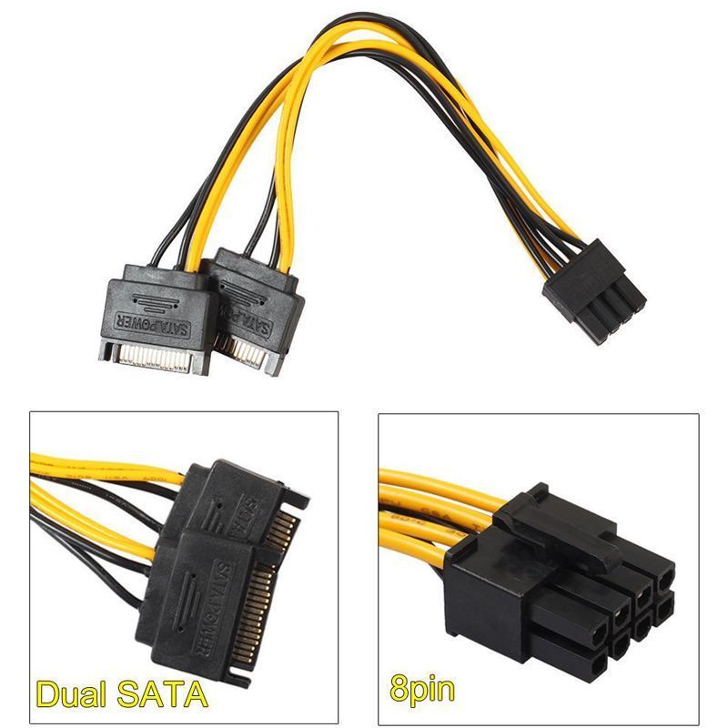 Кабель-переходник дополнительного питания видеокарты sata (2x) -> pci-e ...