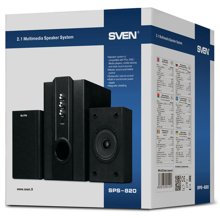 Speakers Sven "Sps-820" Black, 38W / 18W + 2X10W / 2.1