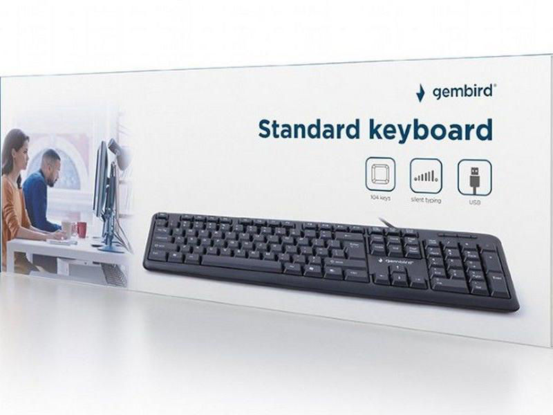 Keyboard Gembird Kb-U-103-Ru, Standard, Full Size, Silent, Black, Usb