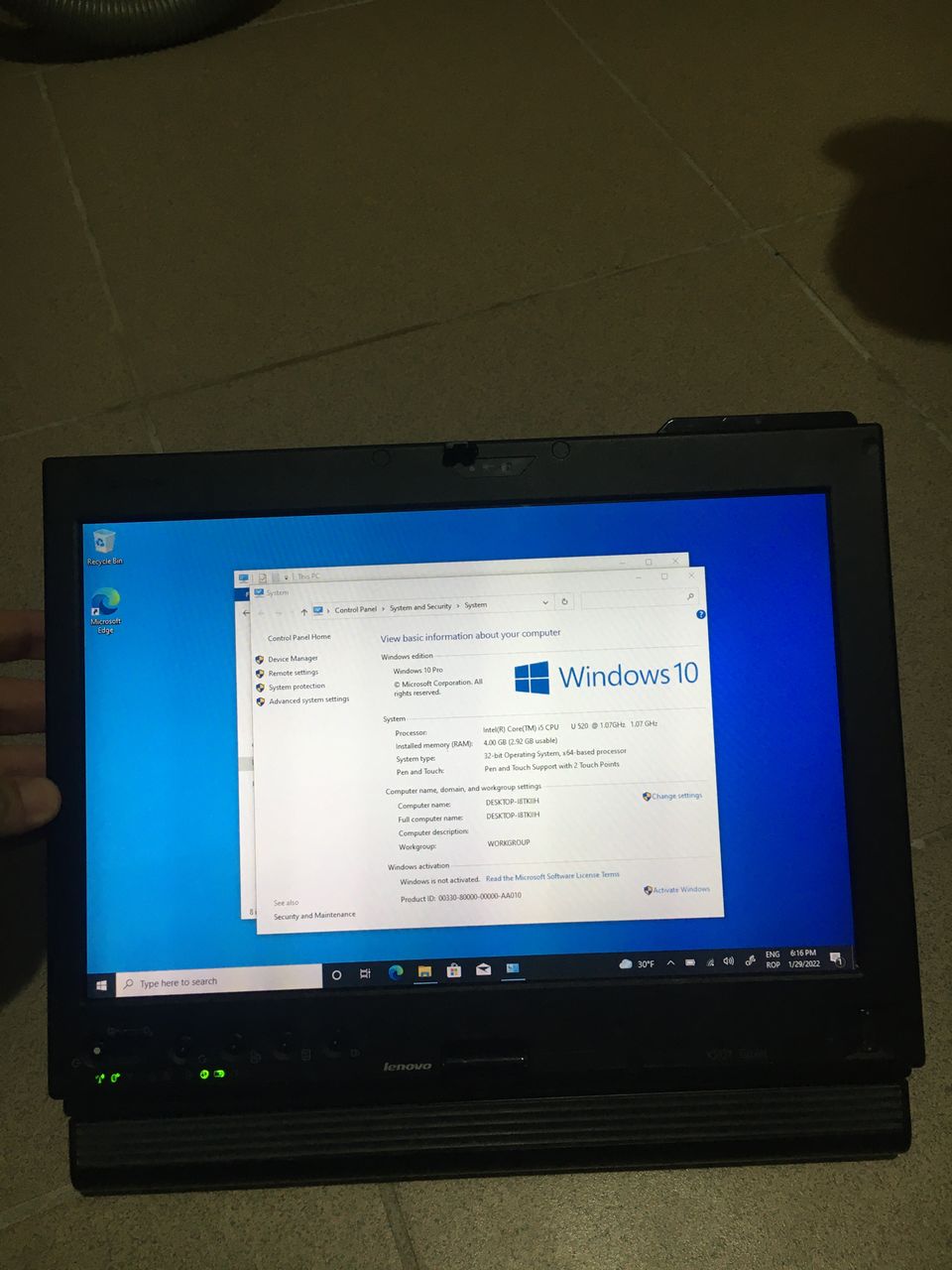 Lenovo Thinkpad x201 tablet