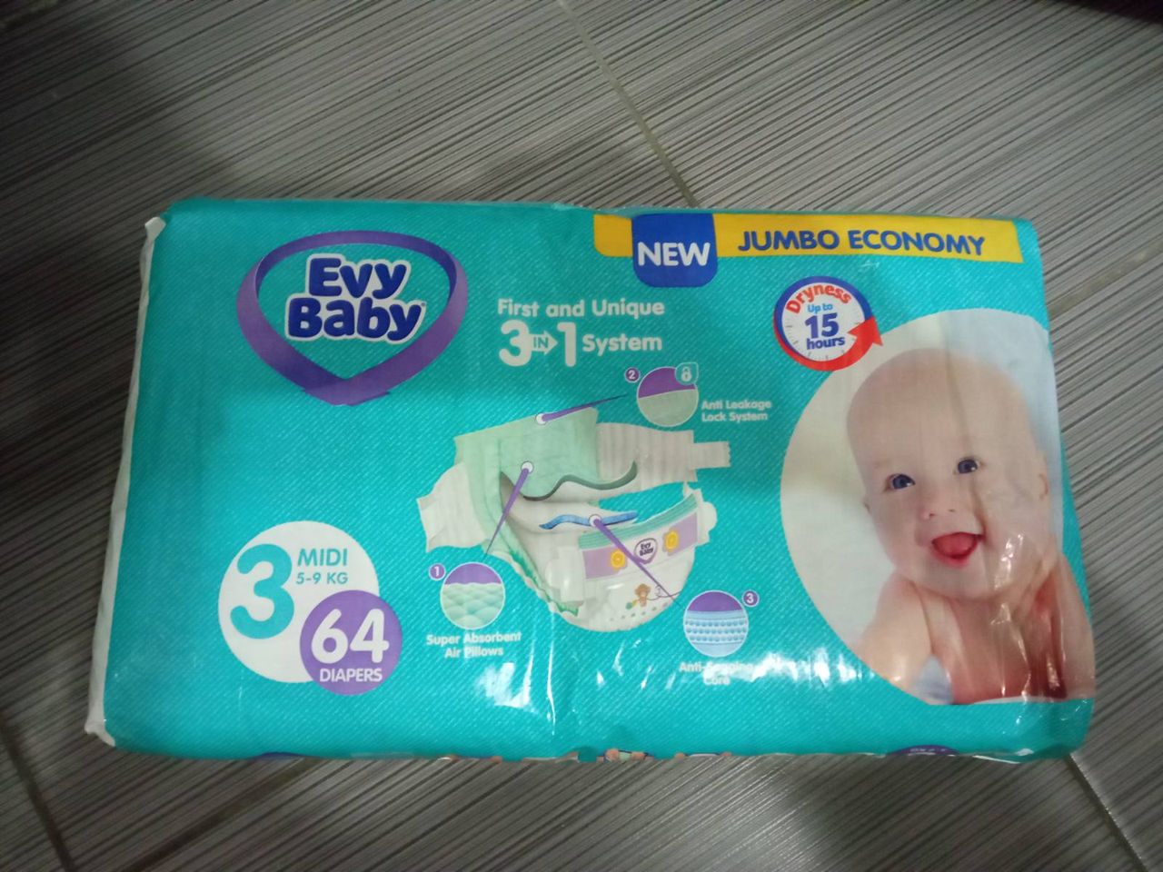 Scutece pentru copii 3 Evy Baby (5 - 9 kg). Подгузники для малышей