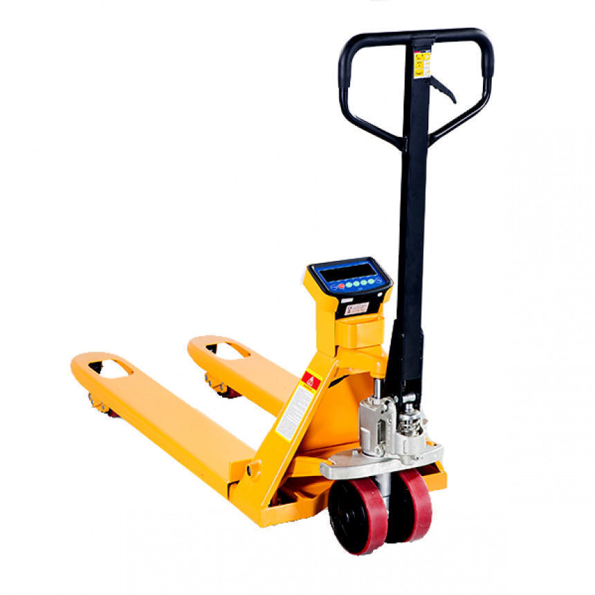 Transpalet manual hidraulic cu cântar, 2500kg, roti PU cu printer ...