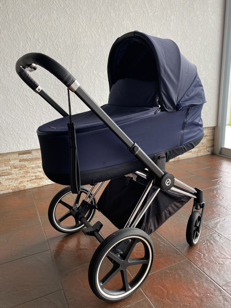 Cybex Priam III. Б.у., рама хром с черной кожей, зимний Footmuff Cybex ...