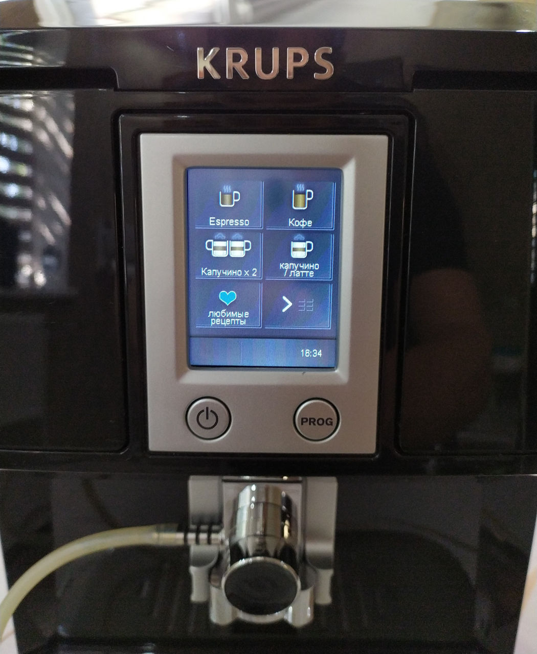 Krups EA88, сенсорный экран, капучинатор, русское меню