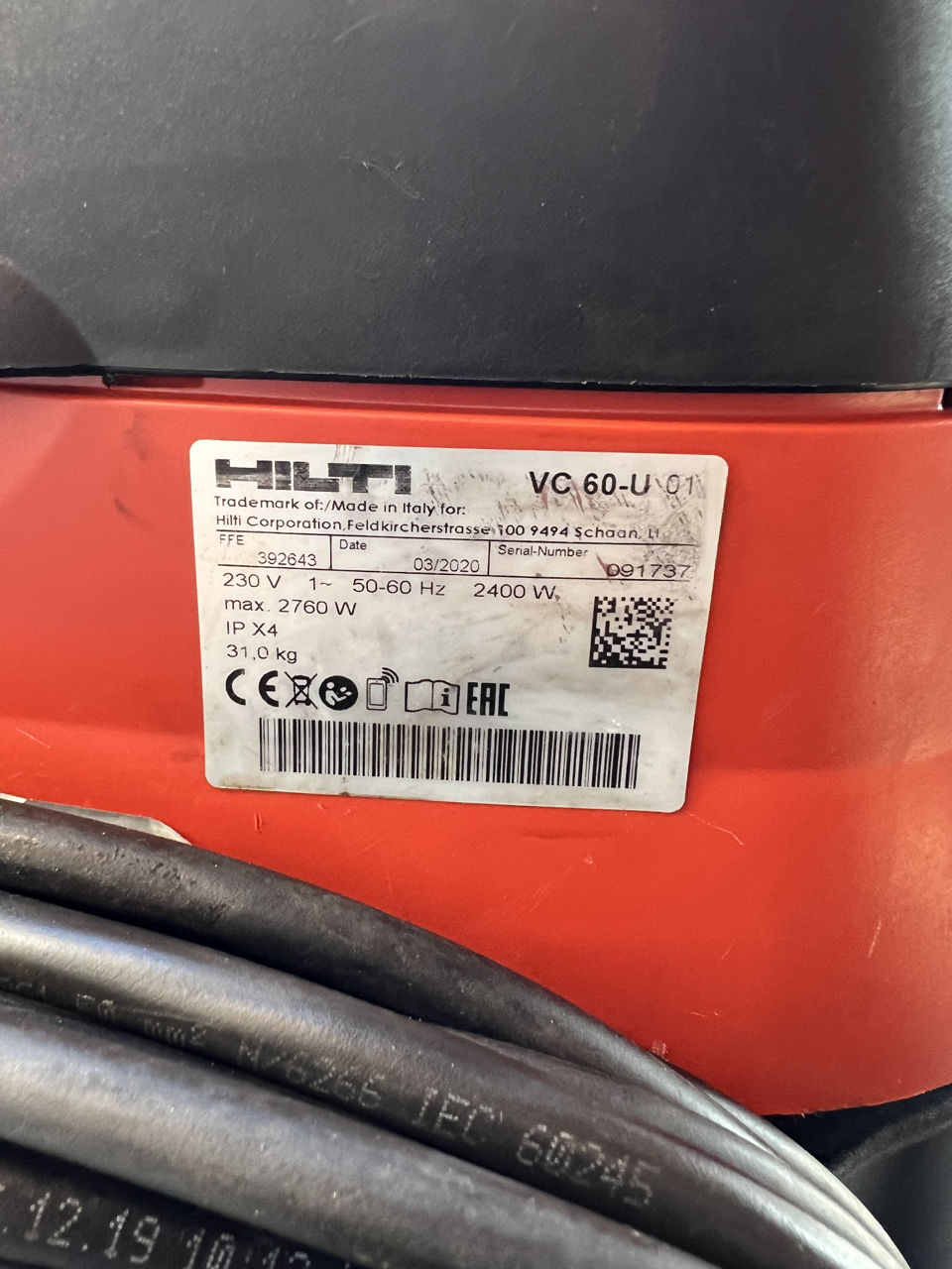 Pilisos HILTI VC 60-U