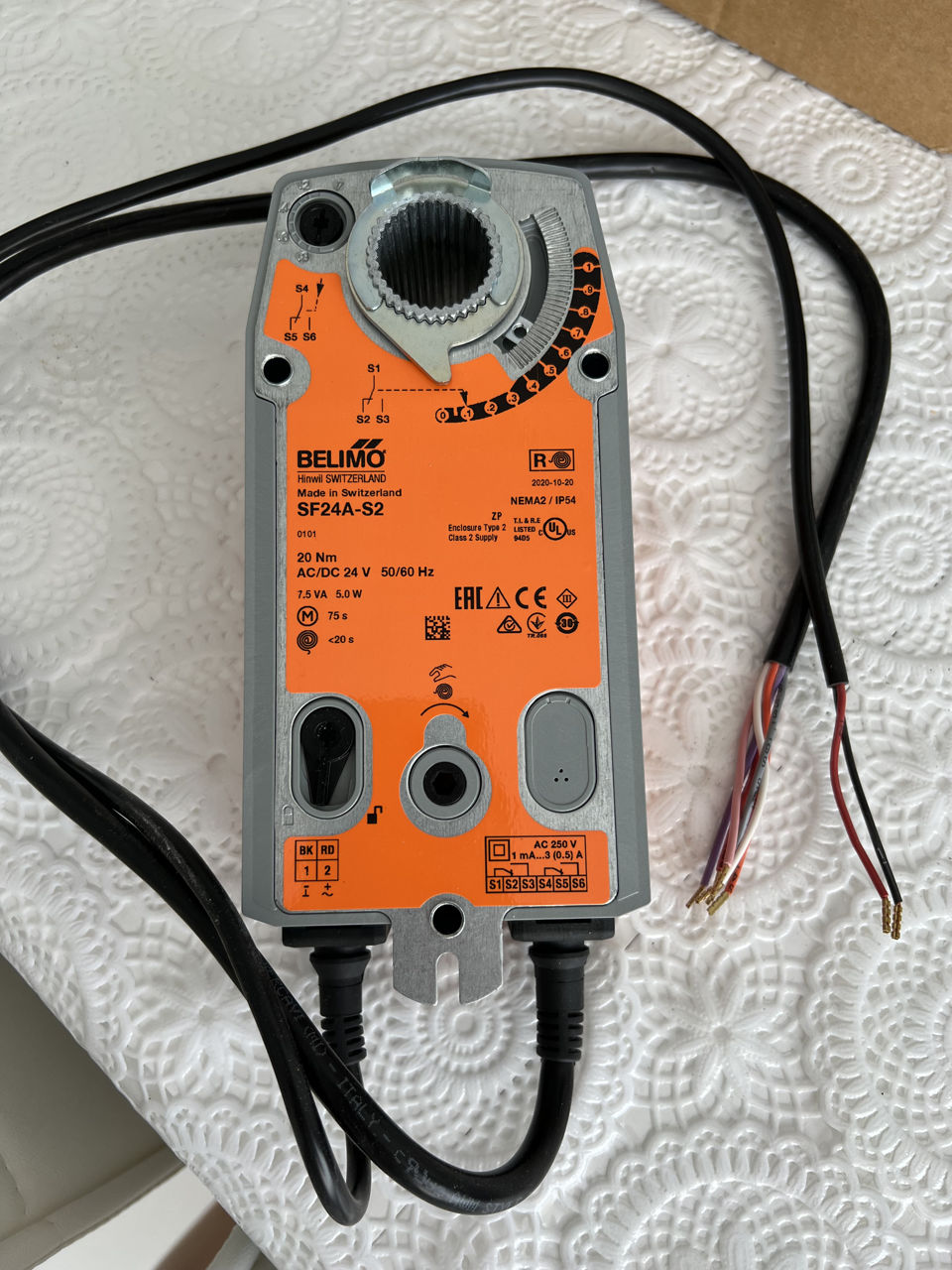 Belimo sf24a-s2 spring return actuator 24vac/dc 20nm ip54