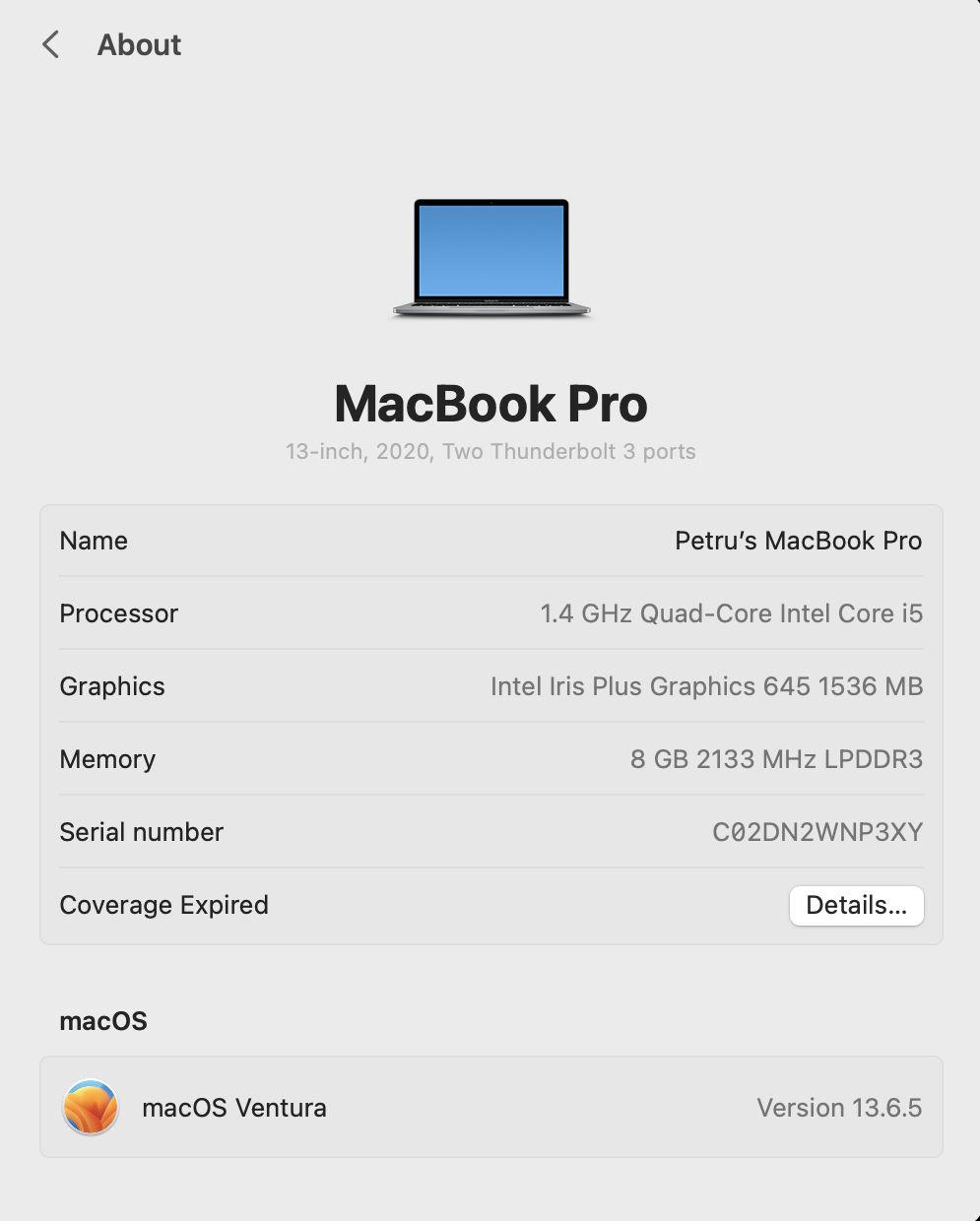 Mackbook Pro 13 2020 Touch Bar