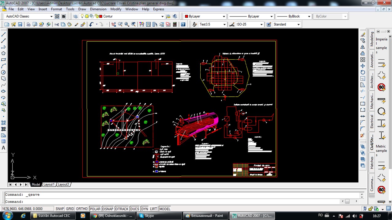 Desene în Autocad ,desenăm pe foi A0,A1,A 2,A3, A4, A5, pentru Desen Tehnic și alte necesitați
