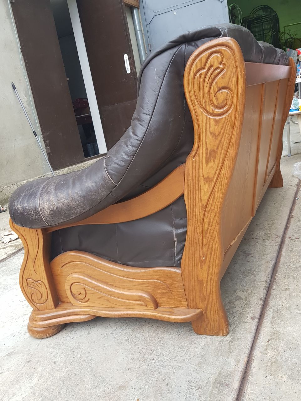 Canapea Lemn Masiv Piele naturala