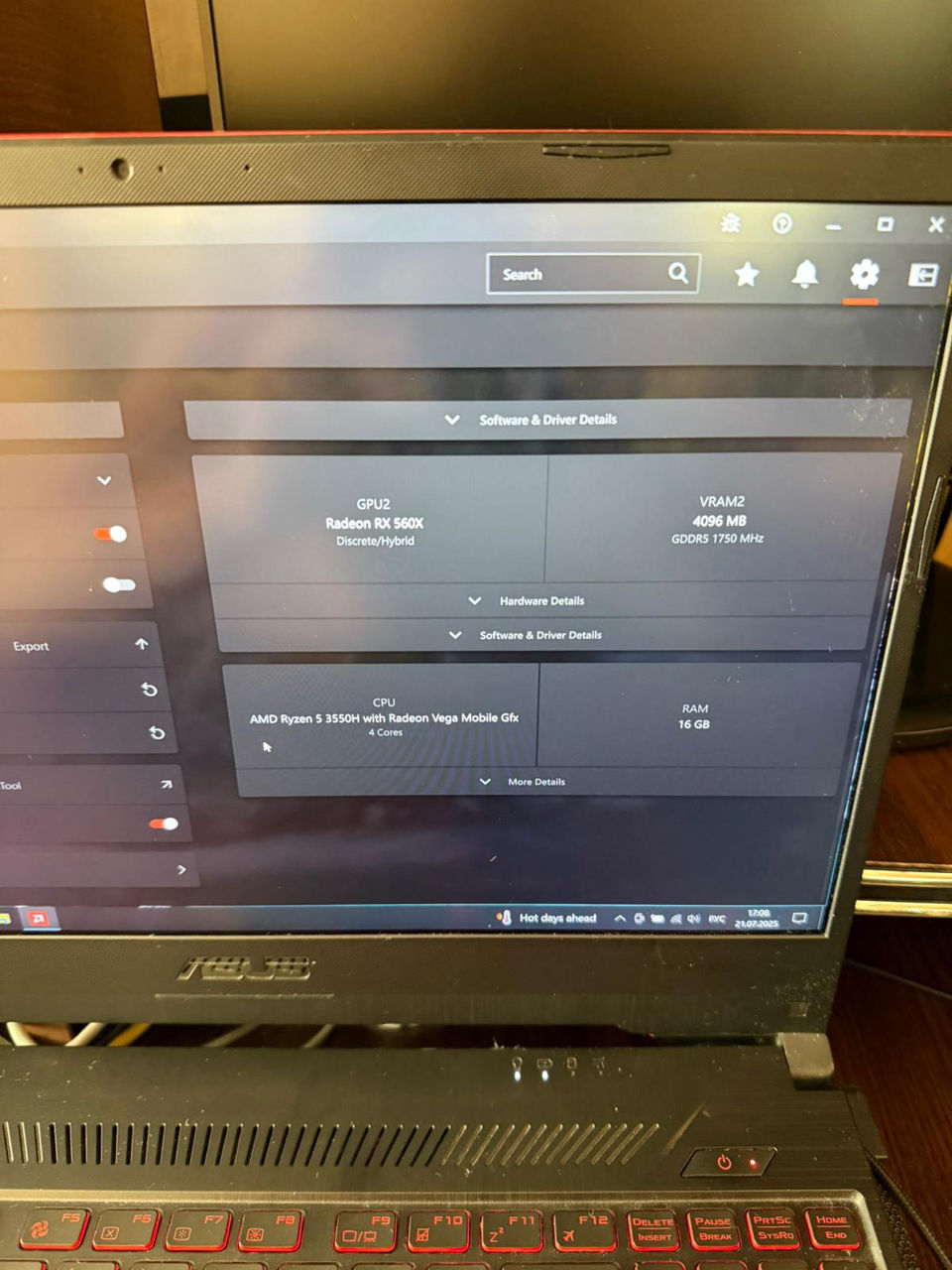 Asus Tuf Gaming Laptop performant cu AMD Ryzen 5 3550H și Radeon Vega ...