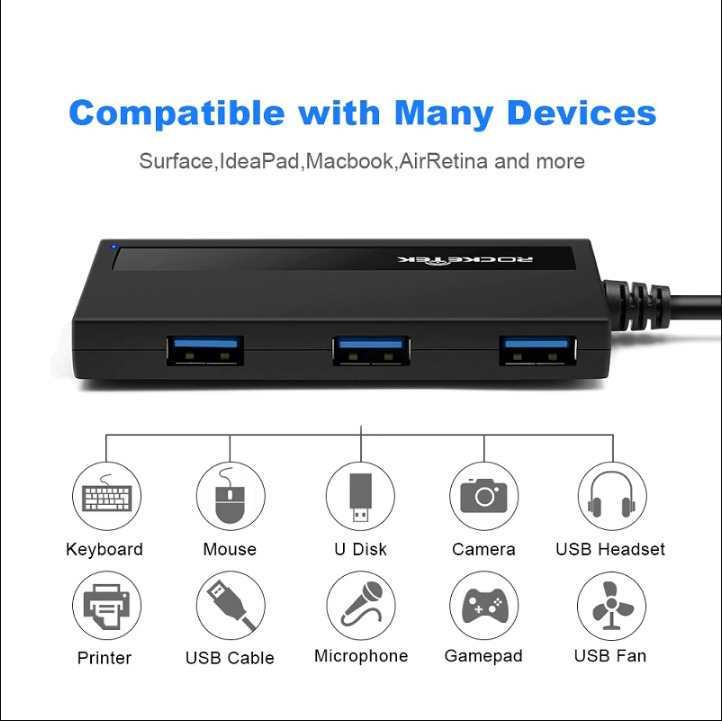Rocketek USB 3.0 Hub, USB концентратор