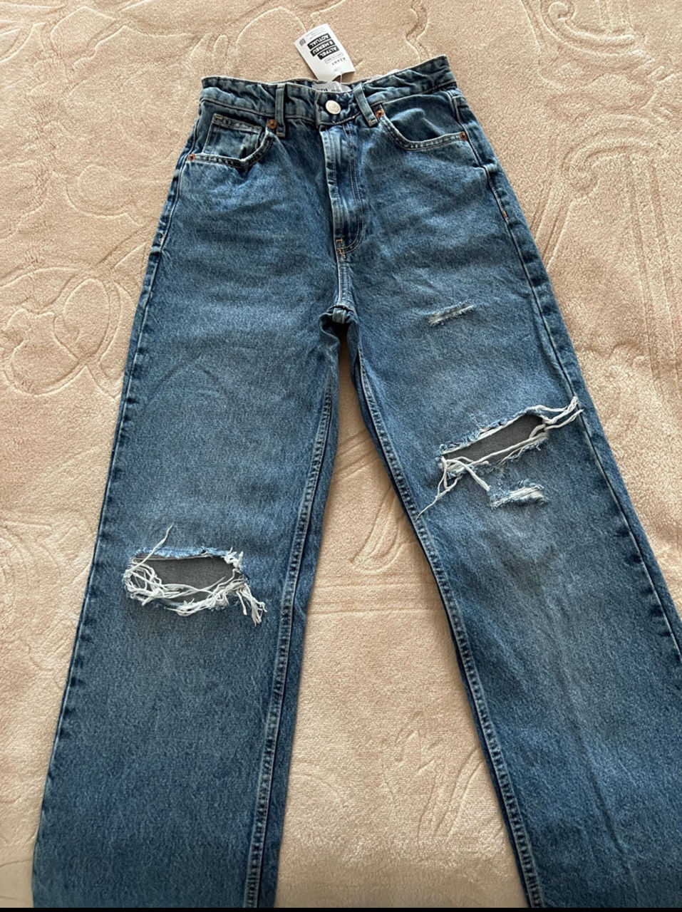 jeans zara evazati cu talie inalta
