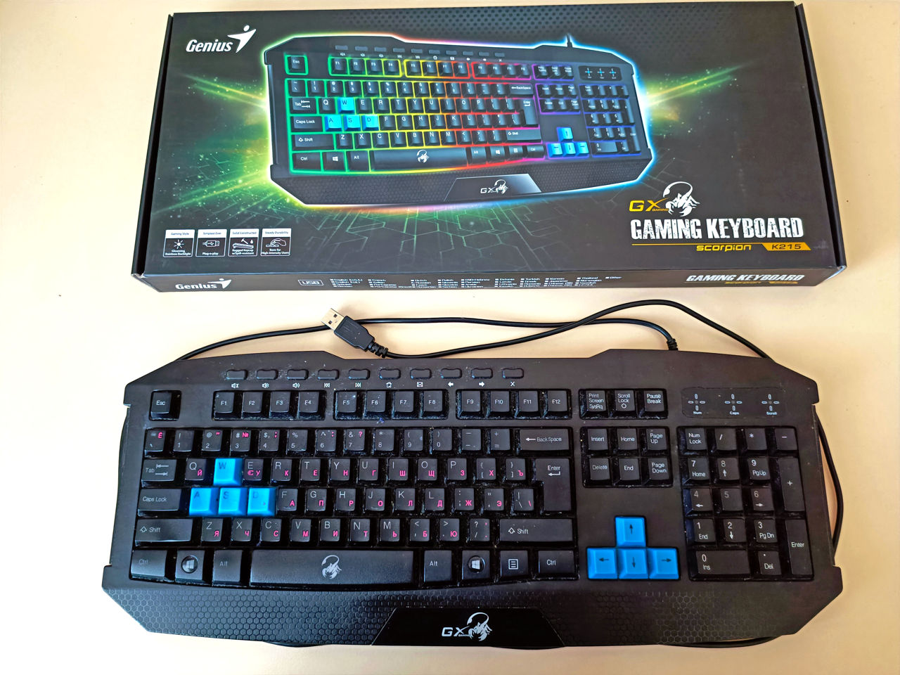 Клавиатура проводная Genius Scorpion K215 USB Black, с LED-подсветкой