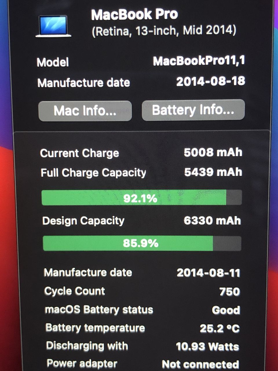 Macbook pro 13 retina mid 2014