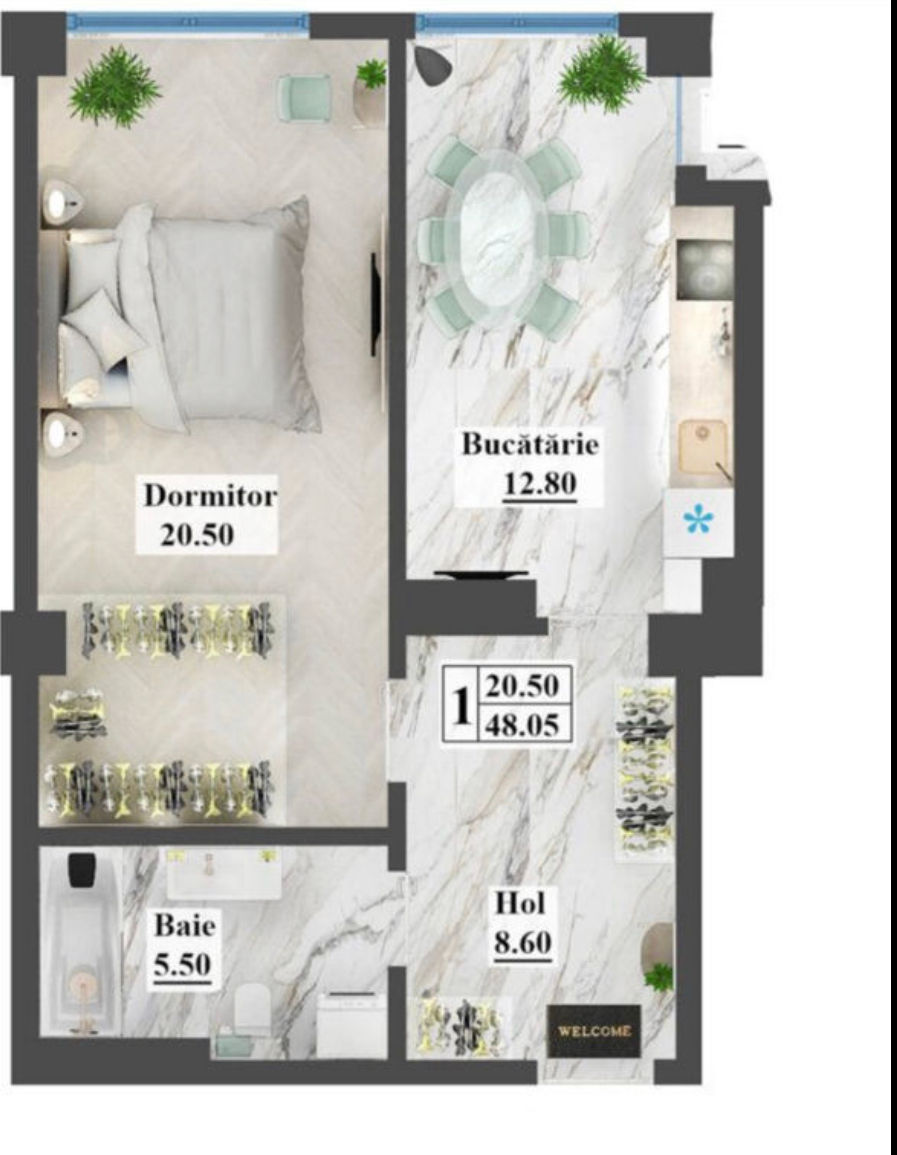 Cumpar Apartament cu 1 odaie in complexu Artima Inamstro