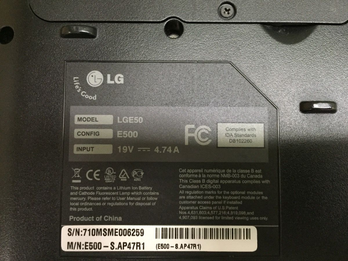 Ноутбук LG E500