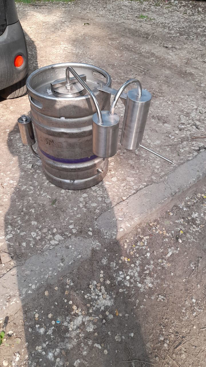 Butoi din inox, aparat de făcut samagon din inox, cu fund dublu cu ulei ...