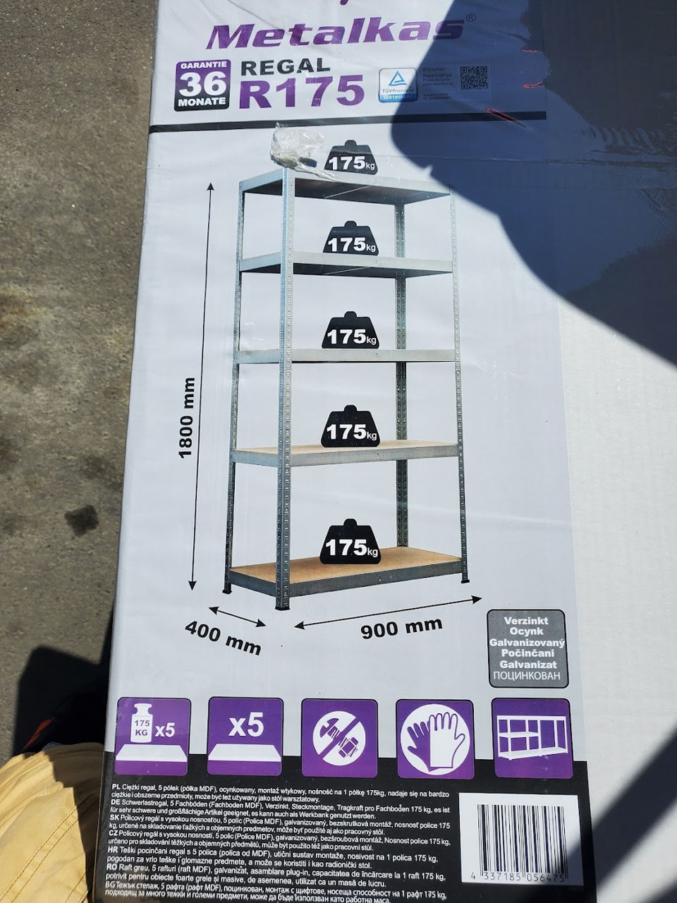 Новый stelaj / стеллаж разборный 180х90х40см, 5 полок по 175кг ...