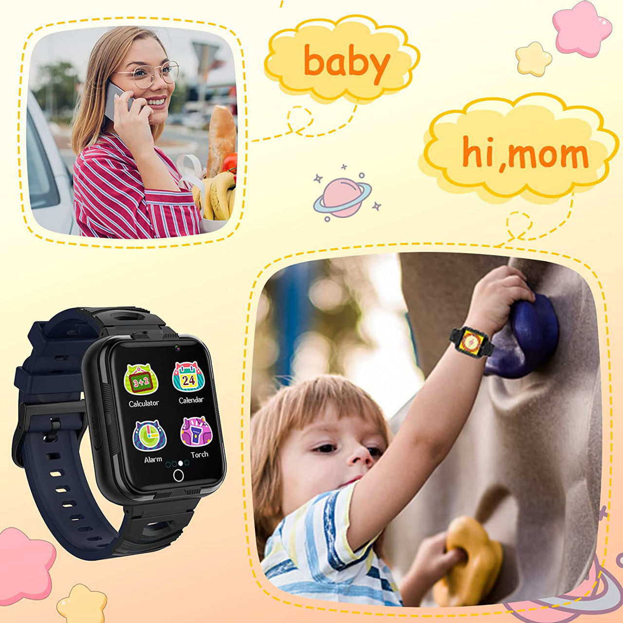 Ceas inteligent cu cartelă sim Smooce pentru copii, Telefon, 24 de jocuri