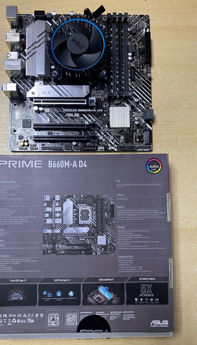 Set CPU+placa de baza Asus Prime b660m-a d4 ddr4 + Intel core i5-12500t+fan,garantie