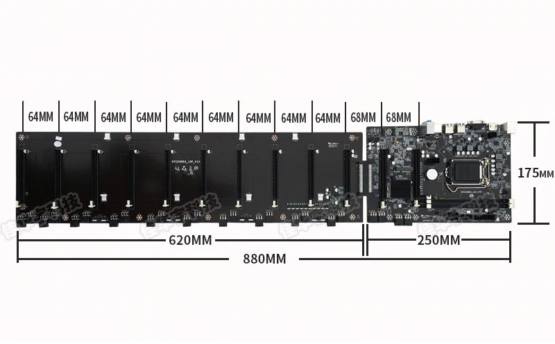 Riserless Motherboard на 12 видеокарт B250 LGA1151