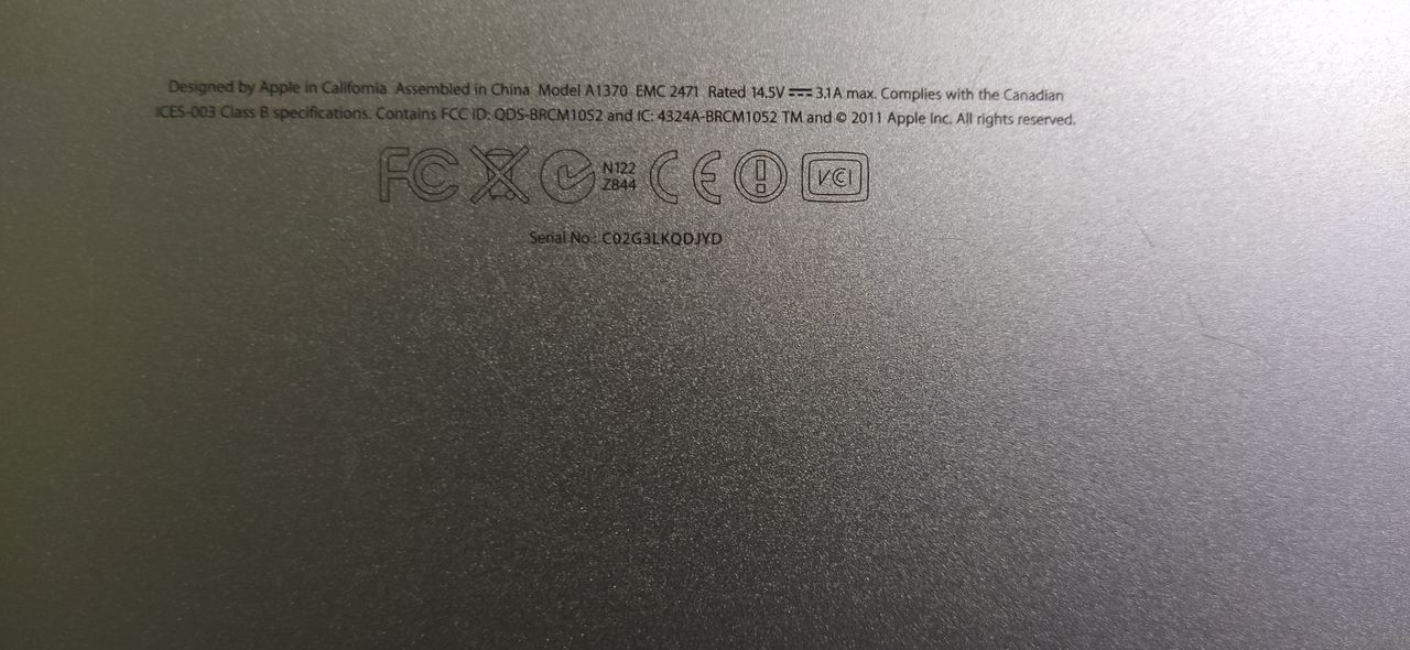 Apple MacBook Air A1370 2011 i5 4Gb SSD 128Gb