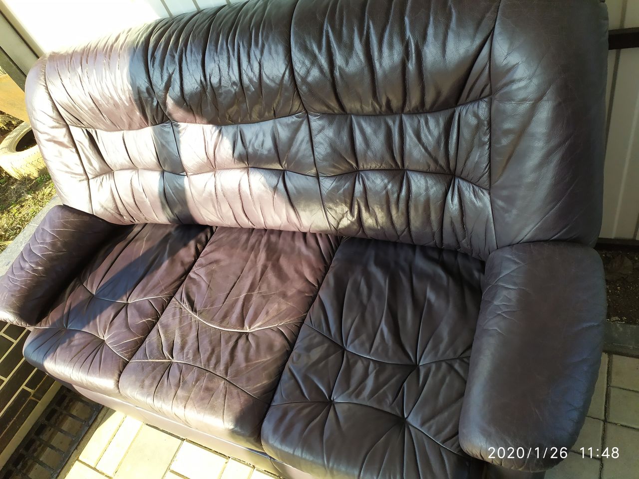 Canapea extensibilă din piele naturala cu spațiu de depozitare ...