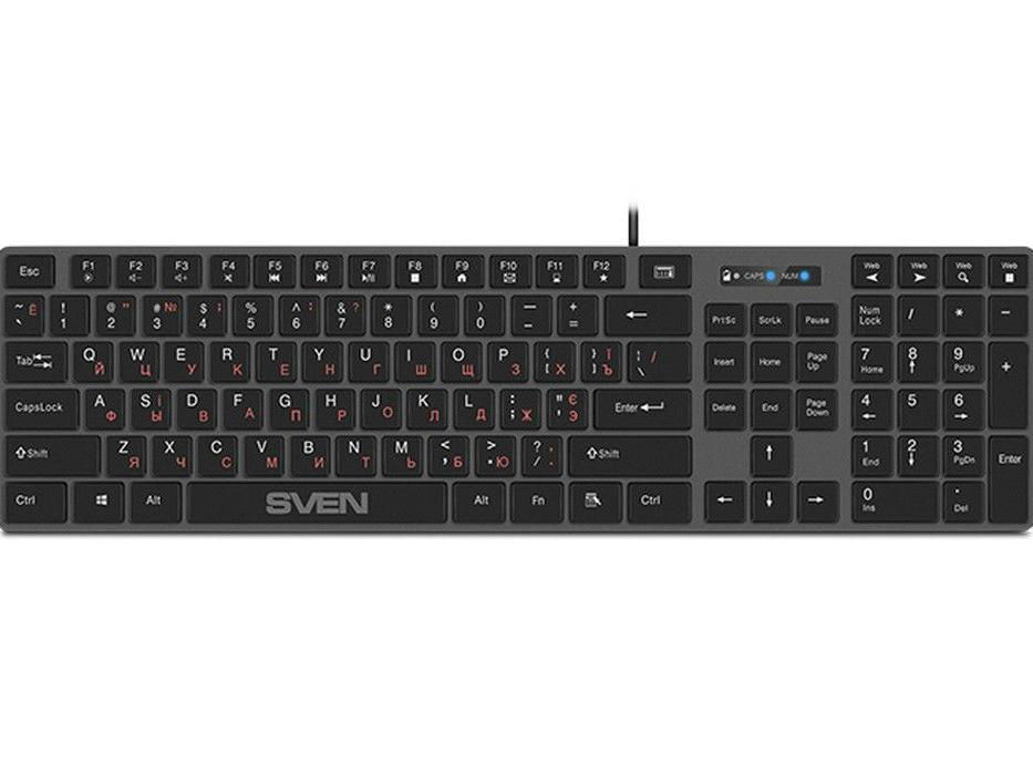 Keyboard Sven Kb-E5000, Low-Profile, Island-Style, Fn Keys, Black, Usb