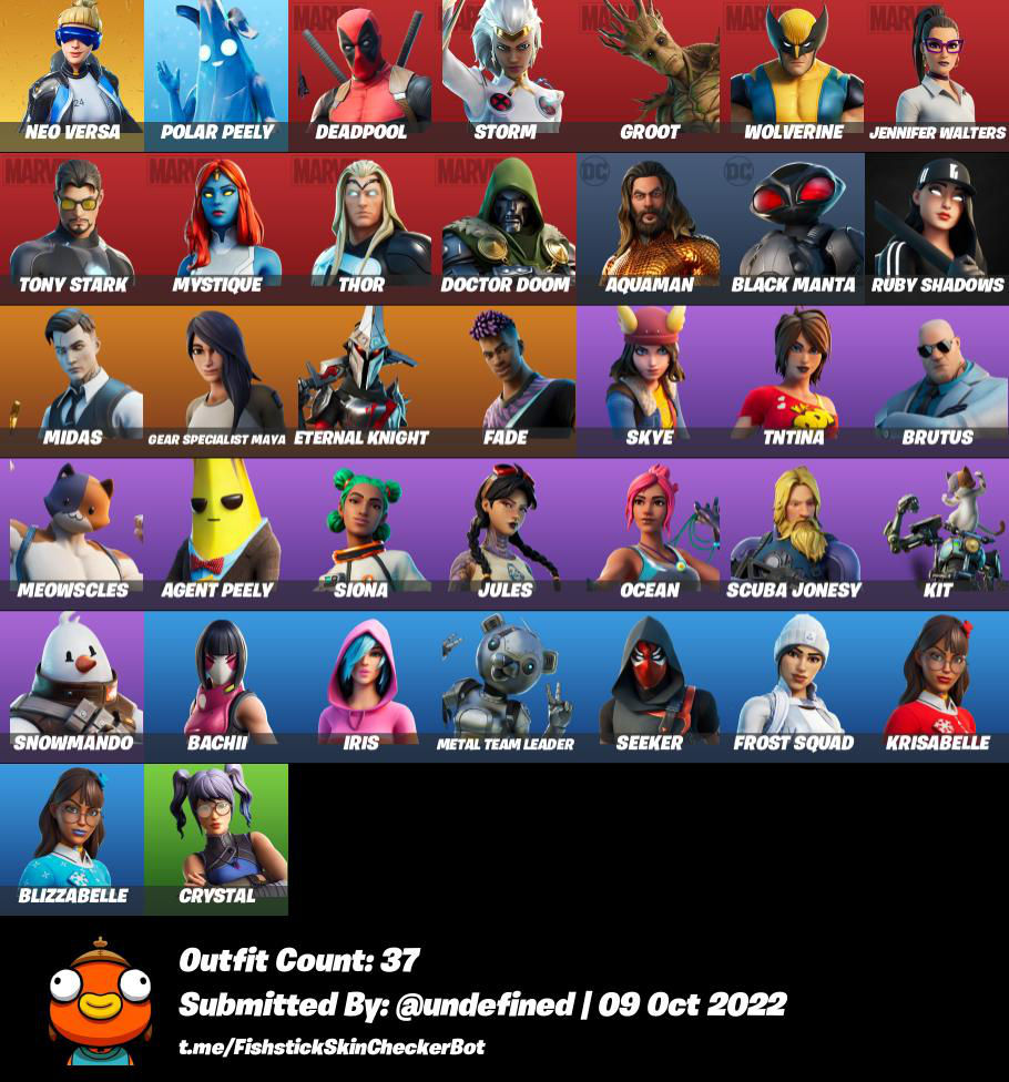 Cont Fortnite 37 skins