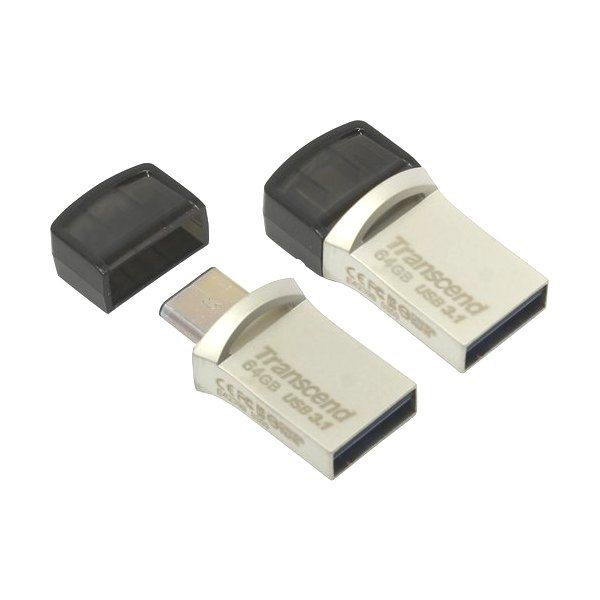 64Gb Usb3.1/Type-C Flash Drive Transcend "Jetflash 890", Silver, Metal ...