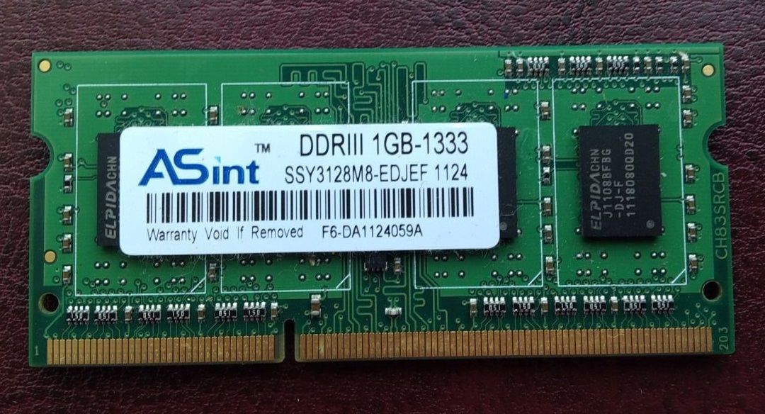 Память Asint Ddr3 1gb 1333mhz для ноутбука