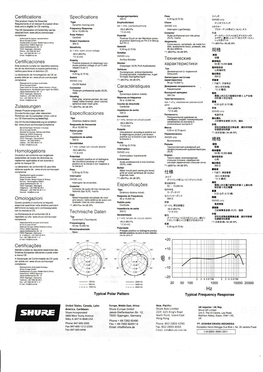 SM 58 Vocal Microphone