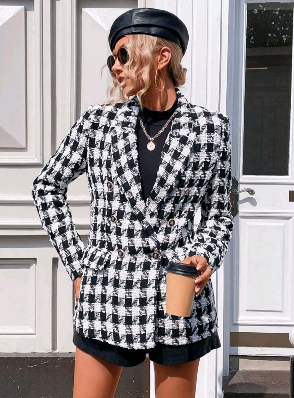 Клетчатый жакет, стиль Chanel