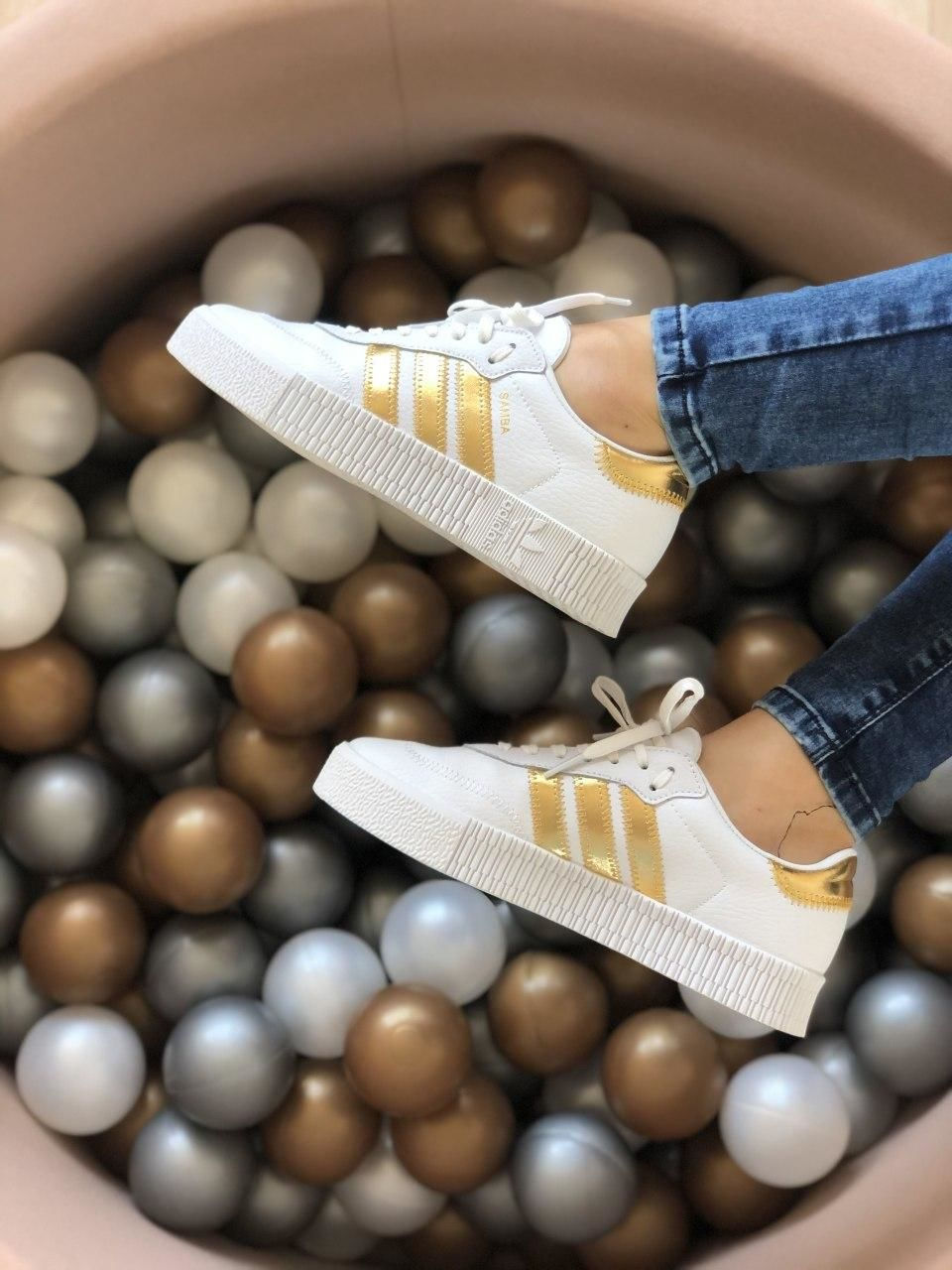 Adidas Samba White/Gold Women's