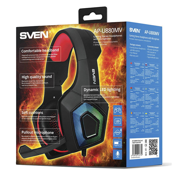 Gaming Headset Sven Ap-U880Mv, 40Mm Drivers, 20-20000Hz, 32 Ohm, 108Db ...